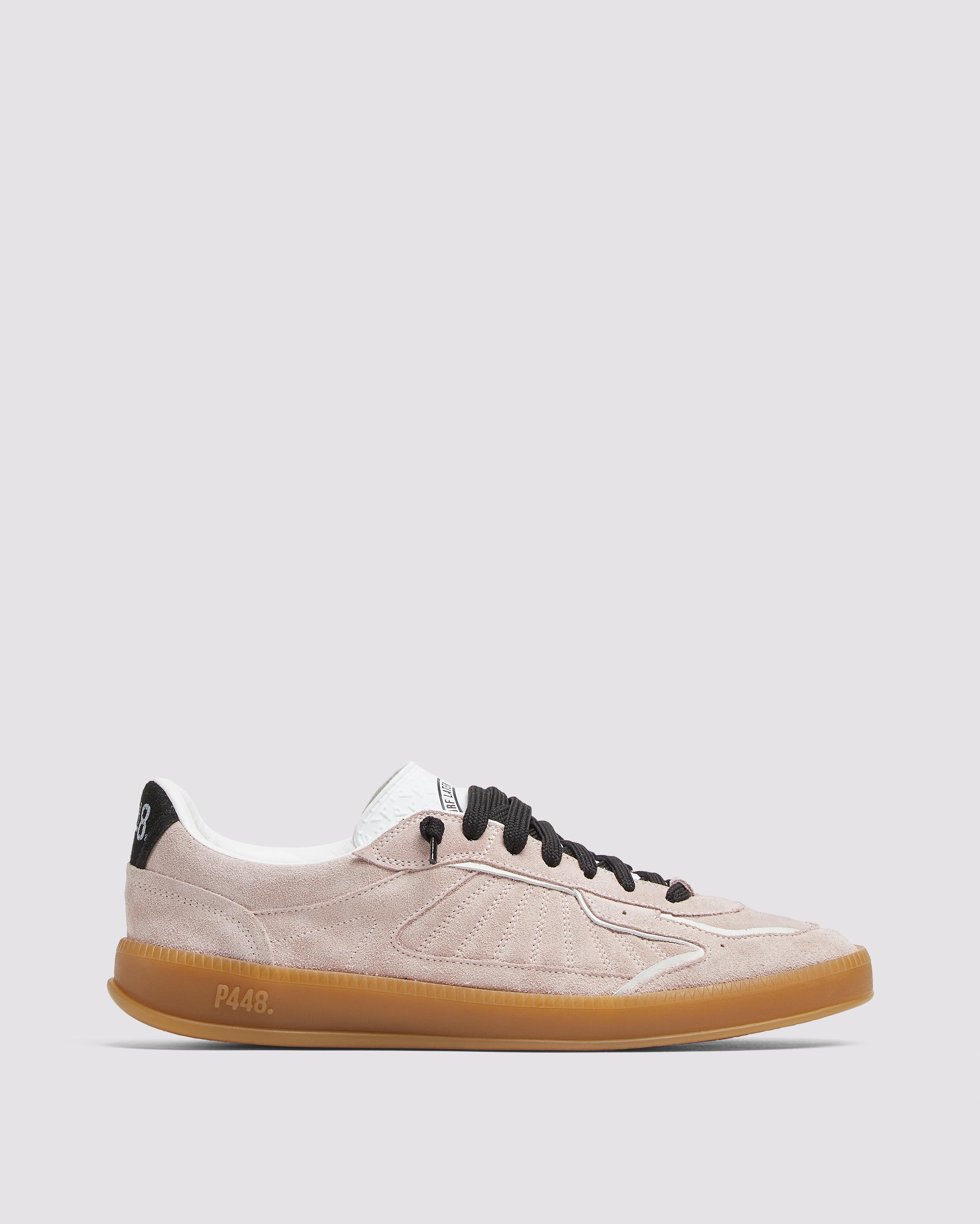 Marte Rose/Black - Low-Top Nude Suede & White Trim Sneaker – P448